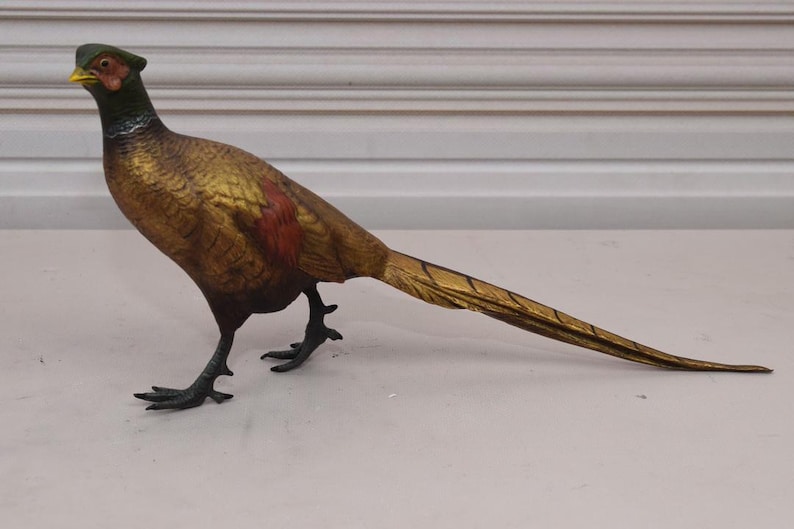 Painted Bronze Pheasant Sculpture - Hunting Decor - Etsy