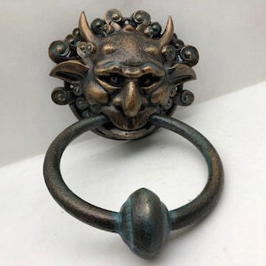 Monumenal 20kg Cast Iron Door Knocker Monster Art Nouveau Style Gift ...