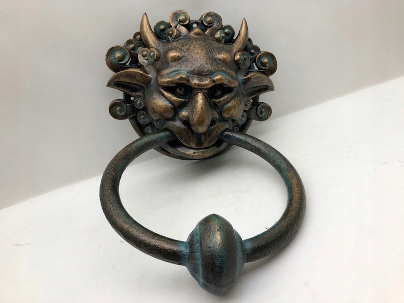 Monumenal 20kg Cast Iron Door Knocker Monster Art Nouveau Style Gift ...
