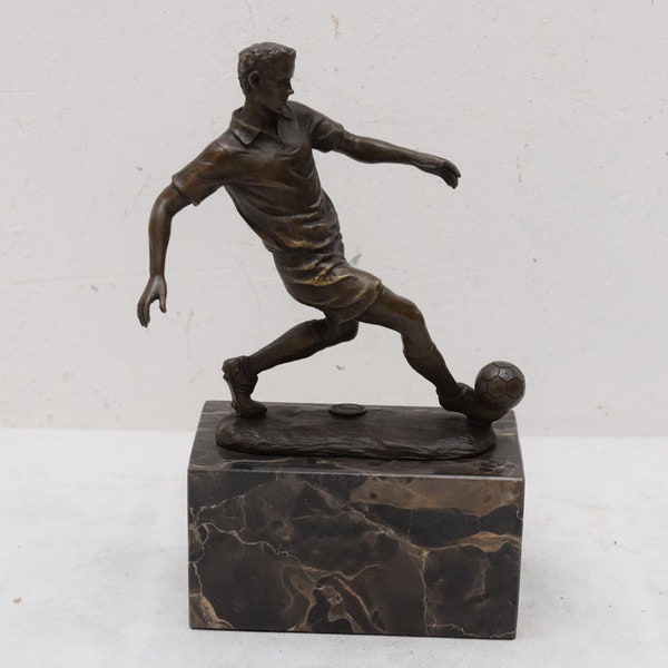 Bronze Football Player Statue - Etsy