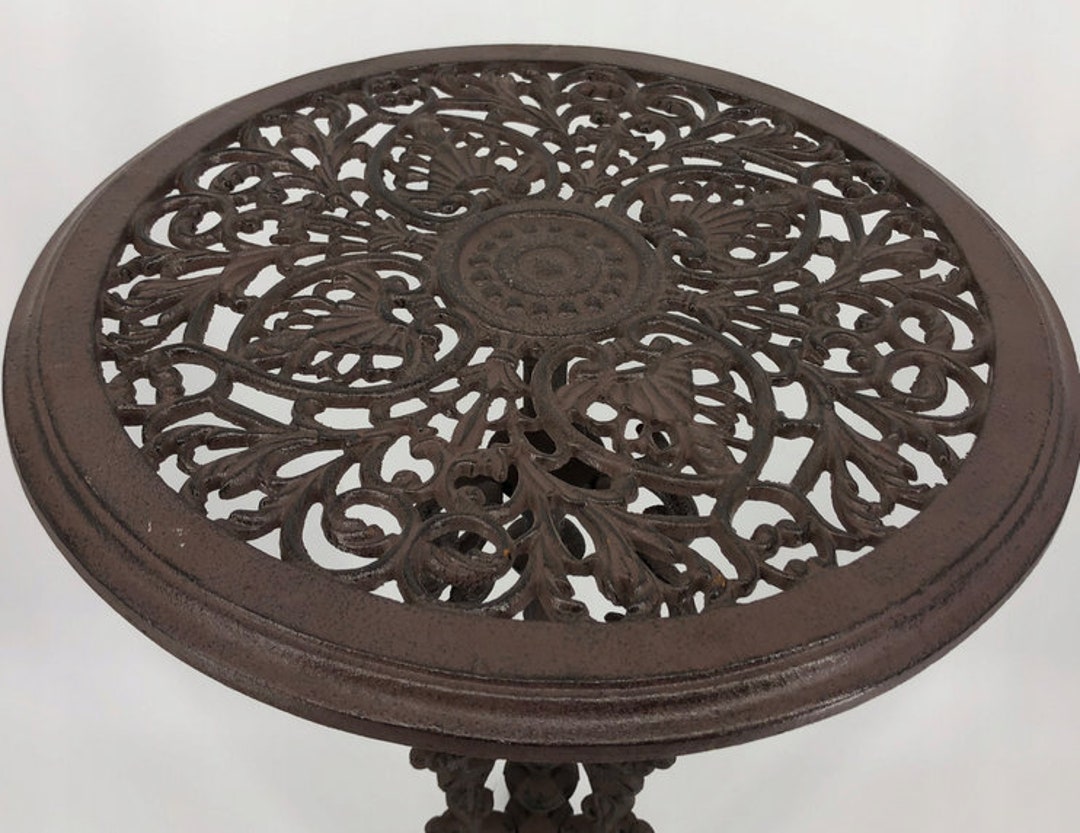 Vintage Cast Iron Flower Table - Brown Garden Coffee Table - Etsy