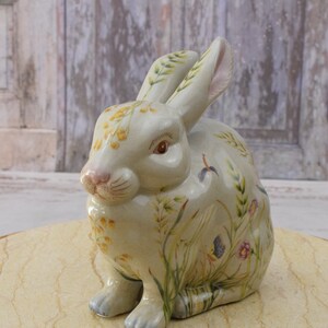 Porcelain Statue Painted Rabbit - Porcelain Sculpture Rabbit - Flowers ...