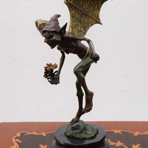 Funny Winged Goblin Bronze Statue on Marble Base - Etsy