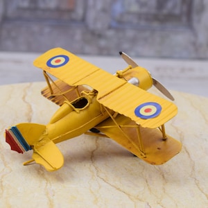 Large Vintage Yellow Airplane - Old Classic Metal Model - Yellow Plane ...