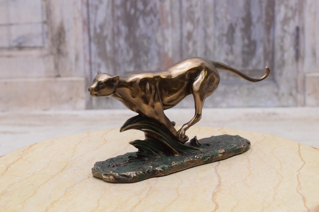 Running Cougar Sculpture - Cougar Figurine - Elegant Animal Statue ...