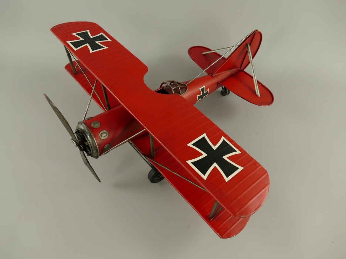 Vintage Red German Airplane Model: Classic Metal Decor - Etsy