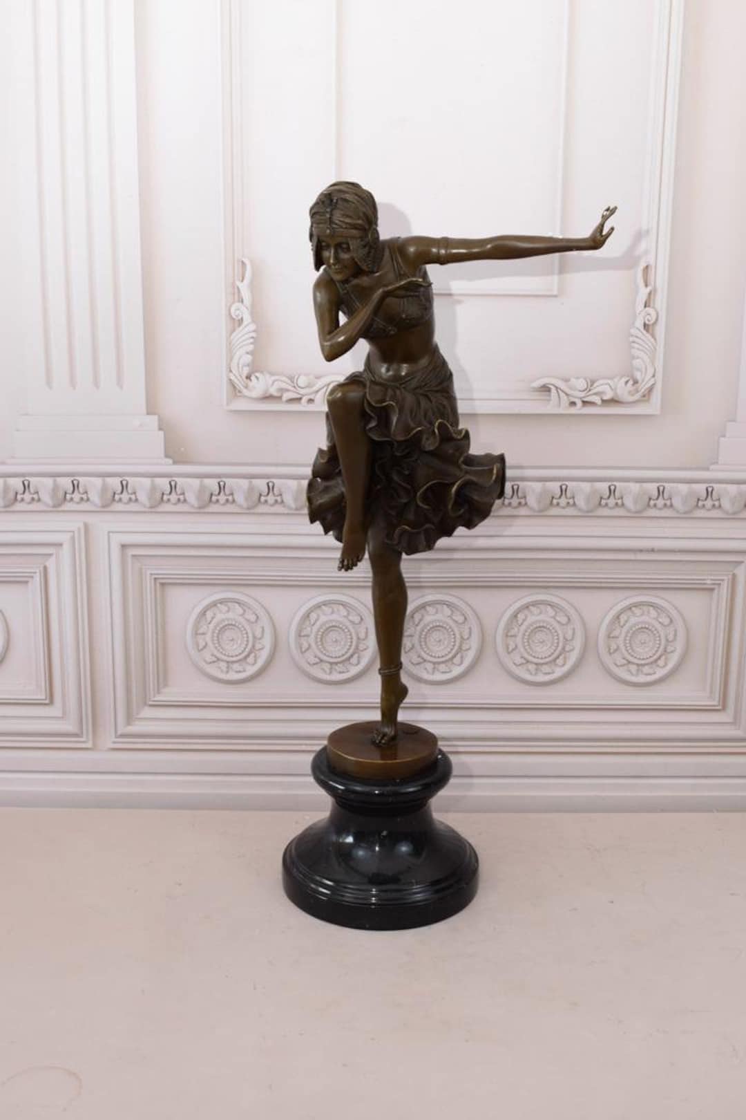 Large ! Demetre Chiparus Bronze Statue - Dancer With Her Hands up ...
