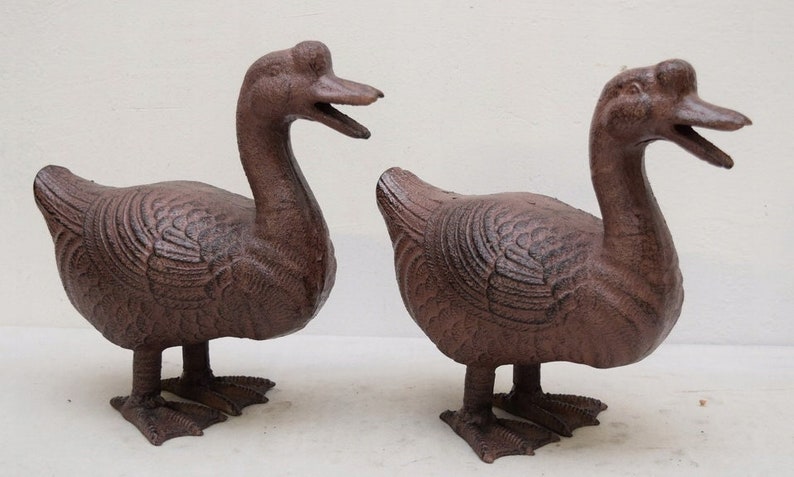 Pair Ducks Cast Iron Sculpture Figurines Realistic Duck - Etsy