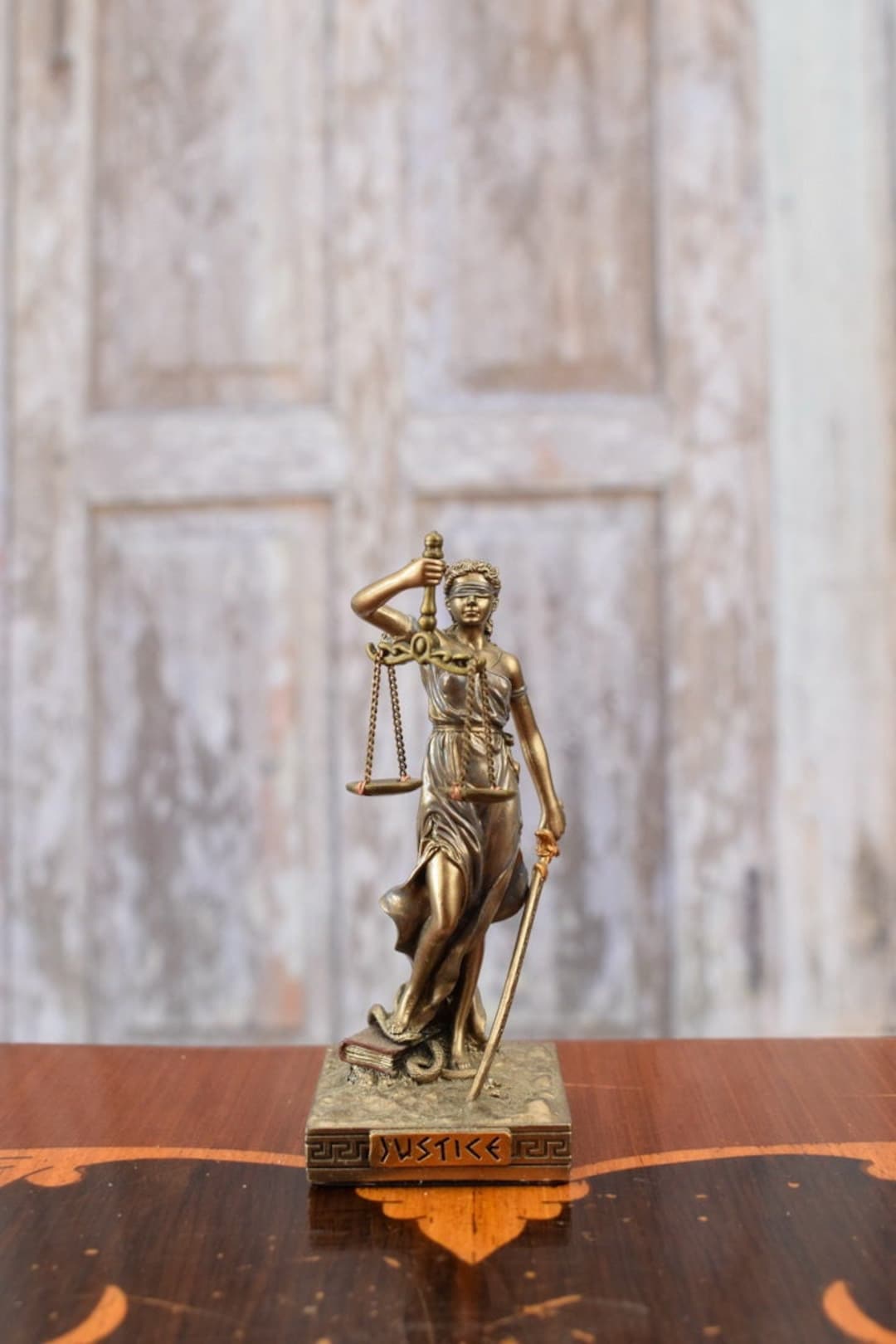 Mini Lady Justice Sculpture Bronze - Figurine - Art Work Statue - Gift ...