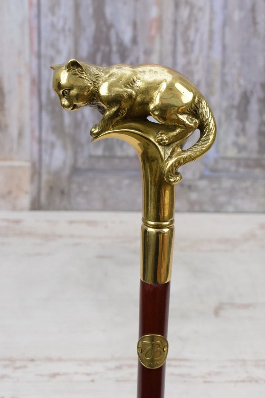Unique Bronze Walking Stick Bronze Cat Wooden and Gilded - Etsy