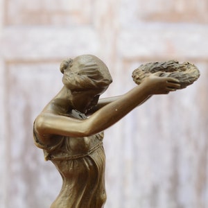 Nymph Woman With Wreath Bronze Statue - Mythological Bronze Sculpture ...