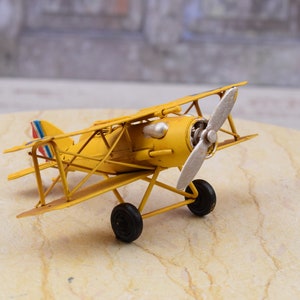 Large Vintage Yellow Airplane - Old Classic Metal Model - Yellow Plane ...