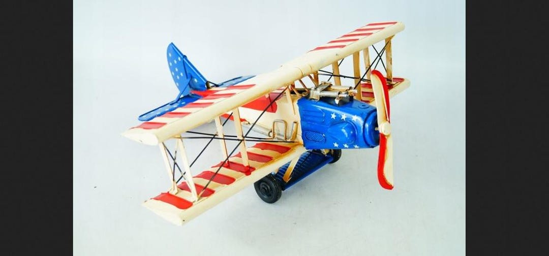 Large Vintage Airplane - Gift for US Pilot - American Old Classic Metal ...