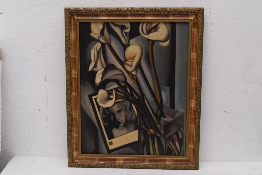 Painting Tamara De Lempicka Style Calla Flowers Old Oil on Canvas ...