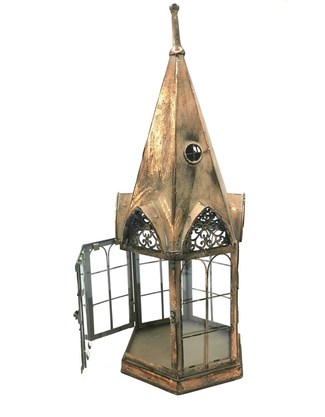Steeple Shaped Metal Lantern Candle Carriage Lamp Decorated Lantern ...
