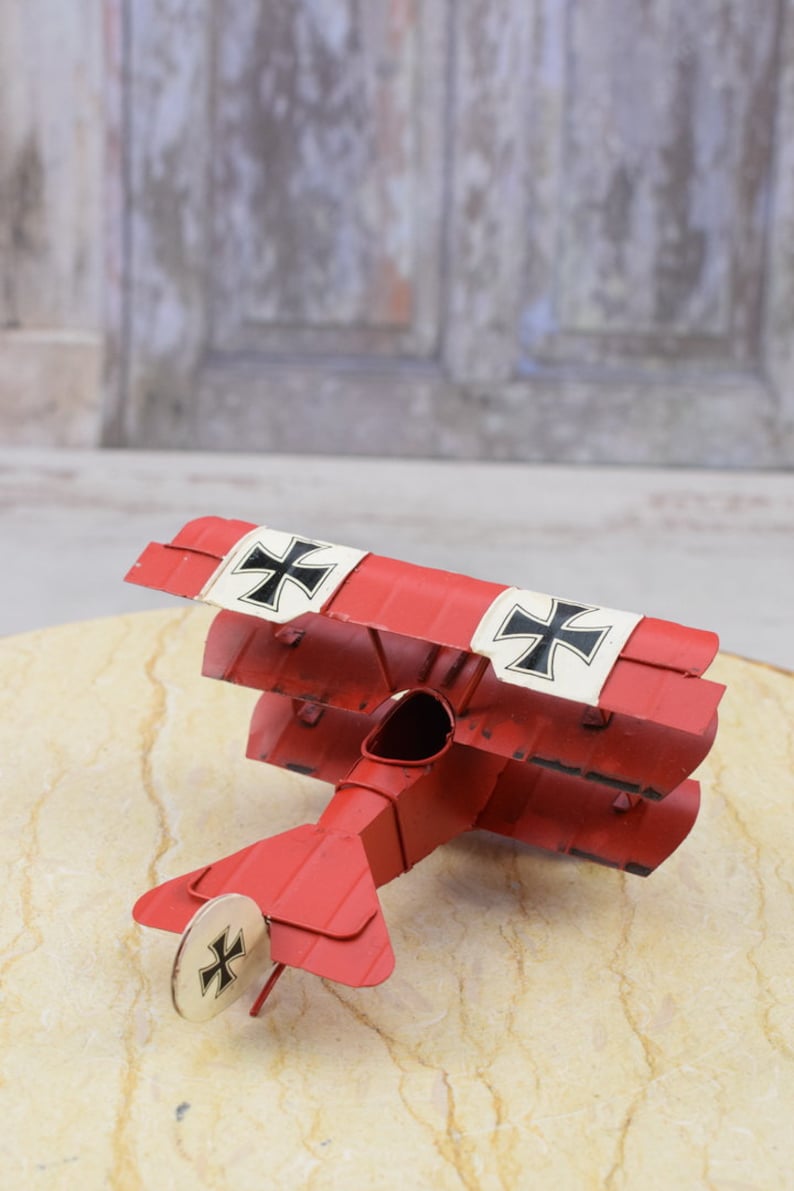 Vintage Red German Airplane Model: Metal Home Decor - Etsy