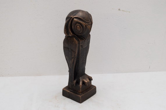 Modernist Owl Sculpture Cast Iron Wisdom Symbol Figurine - Etsy