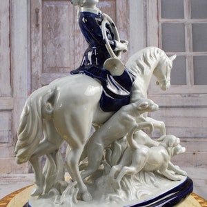 Hunter on Horse With Dogs Porcelain Hunting Statue Unique Porcelain ...