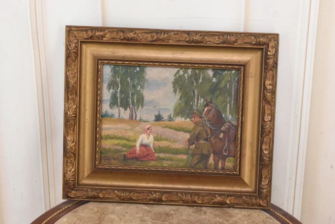 Antique Polish Painting: 1920s Soldier With Horse, Kossak Style - Etsy