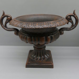 2 X Cast Iron Flower Pot Brown Garden Vase Cast Iron Garden Decoration ...