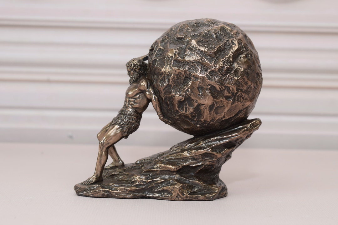 Sisyphus Statue - Greek Mythology - Sisyphus Pushing the Eternal Rock ...