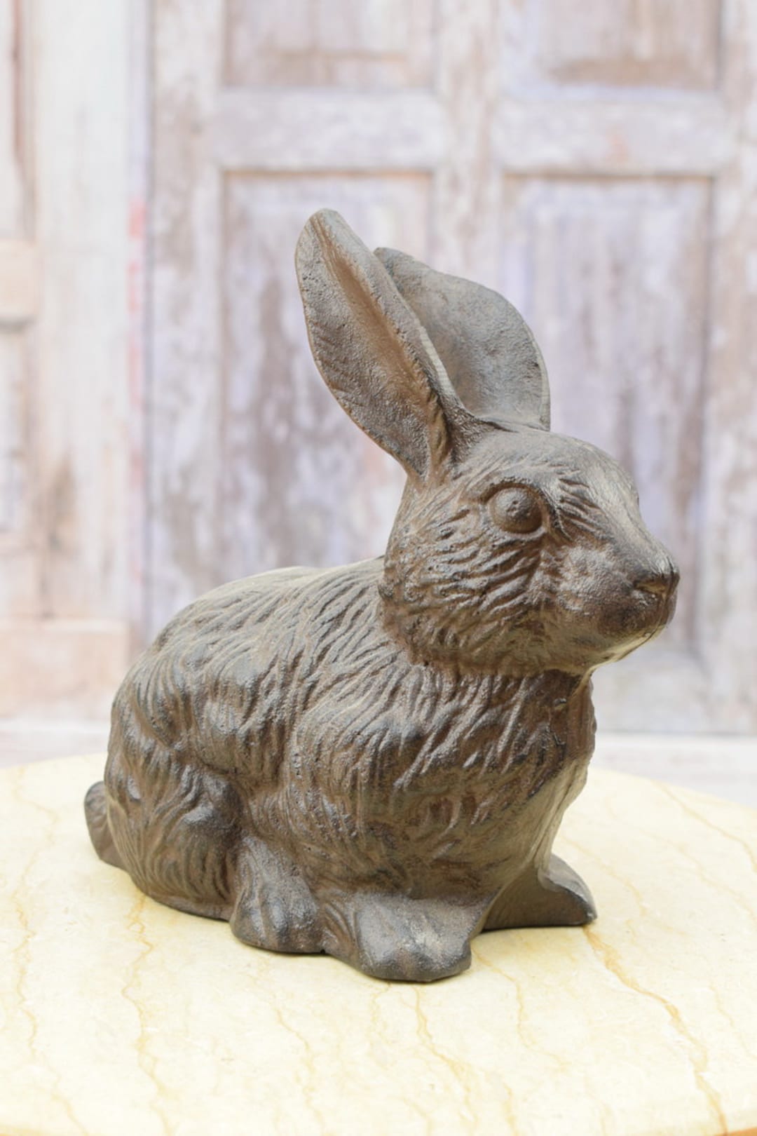 Cast Iron Funny Rabbit Statue - Amazing Hare Animal Sculpture - Elegant ...