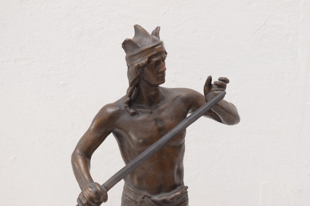 Warrior Fighter With Sword Bronze Figure Warrior Statue Mythology ...