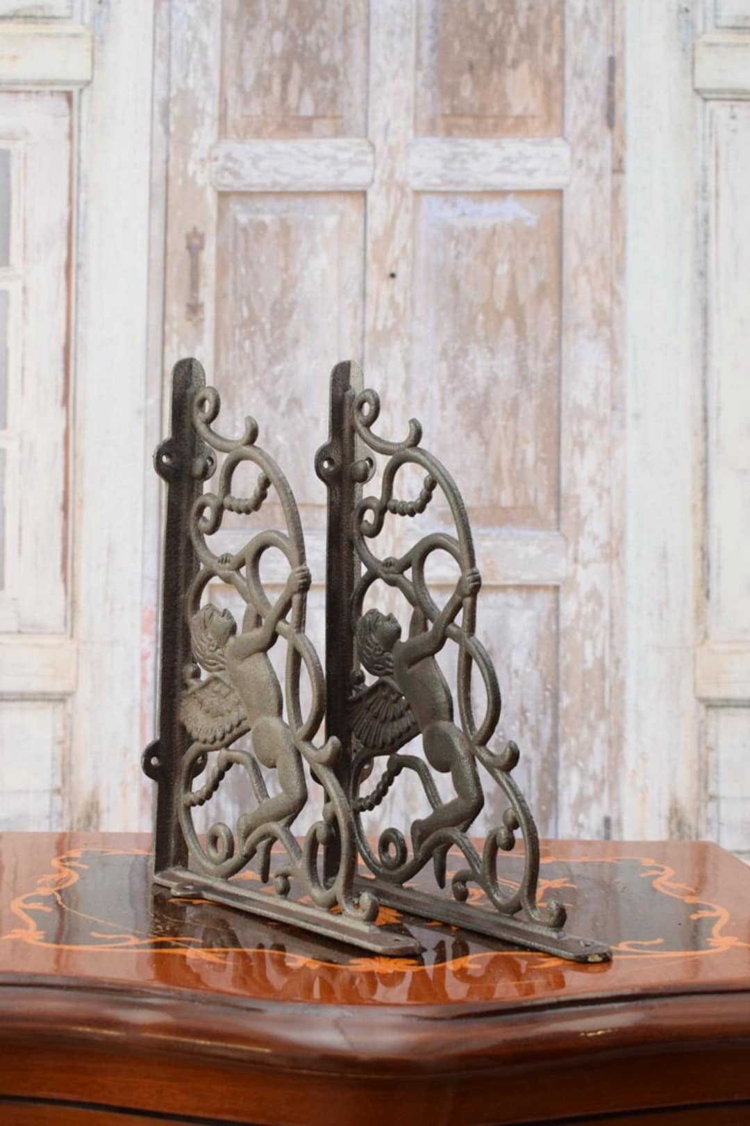 Decorative Hooks for Wall Ledges - Pair Cast Iron Shelf Brackets ...
