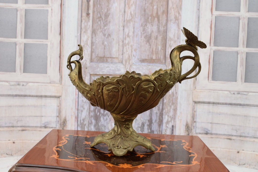 Antique Bronze Plateau - Art Nouveau Bowl - Bronze Statue Butterfly ...