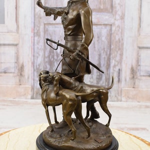Bronze Hunter Statue: Auguste Moreau Style, Hound Dogs Sculpture - Etsy