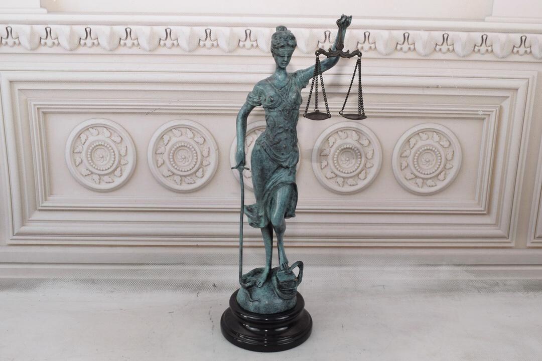 Very Rare! Lady Justice Bronze Sculpture - Green Patina Figurine ...
