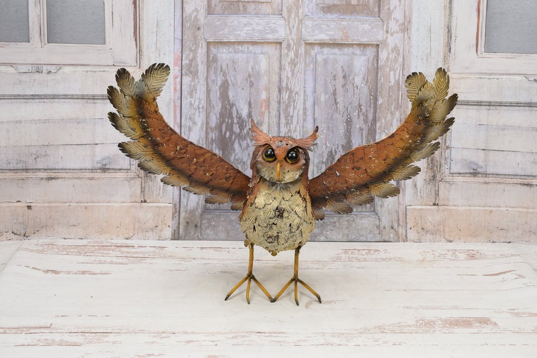 Metal Owl Statue: Rustic Home & Garden Decor - Wisdom Symbol - Etsy