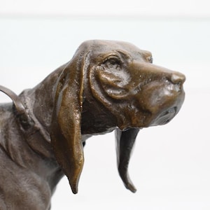 LARGE Hunting Bronze Sculpture on Marble Base - Hunter With Greyhounds ...