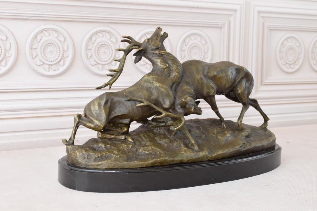 Bronze Sculpture Fighting Deer Stag - Bronze Figure - Perfect Gift for ...