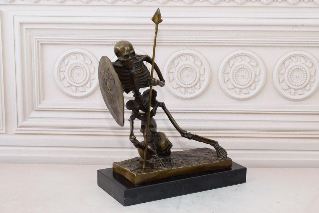 Memento Mori Bronze Sculpture - Skeleton Last Goodbye - Abstract Statue ...