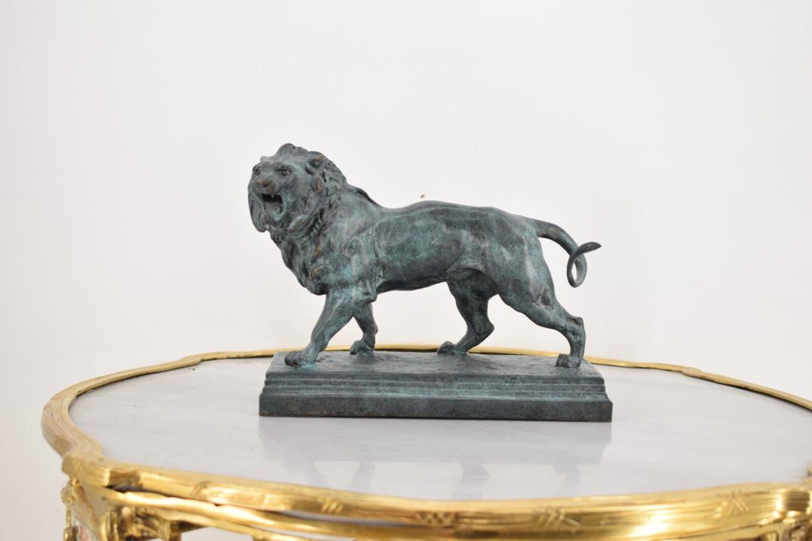 Green Patina Lion Bronze Sculpture: Majestic Animal Statue, Foundry ...