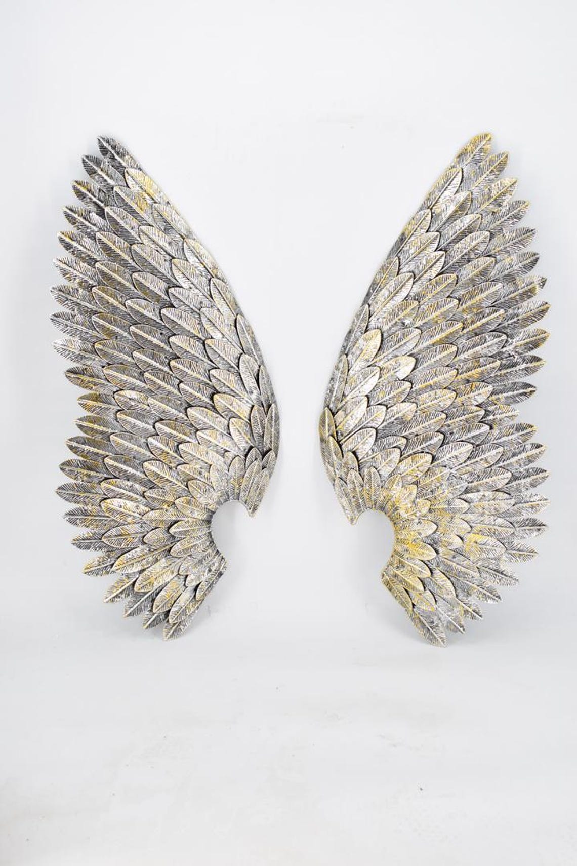 Rustic Metal Angel Wings Wall Art: Silver & Gold Handmade Decor - Etsy