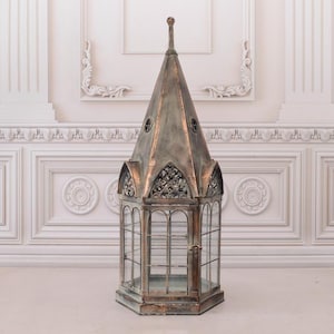 Steeple Metal Lantern – Candle Carriage Lamp, Glass Windows - Etsy