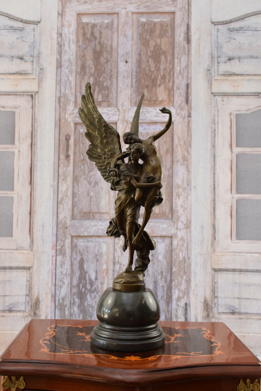 20 inch Amor and Psyche Bronze Sculpture on Marble Base Psyche Statue ...