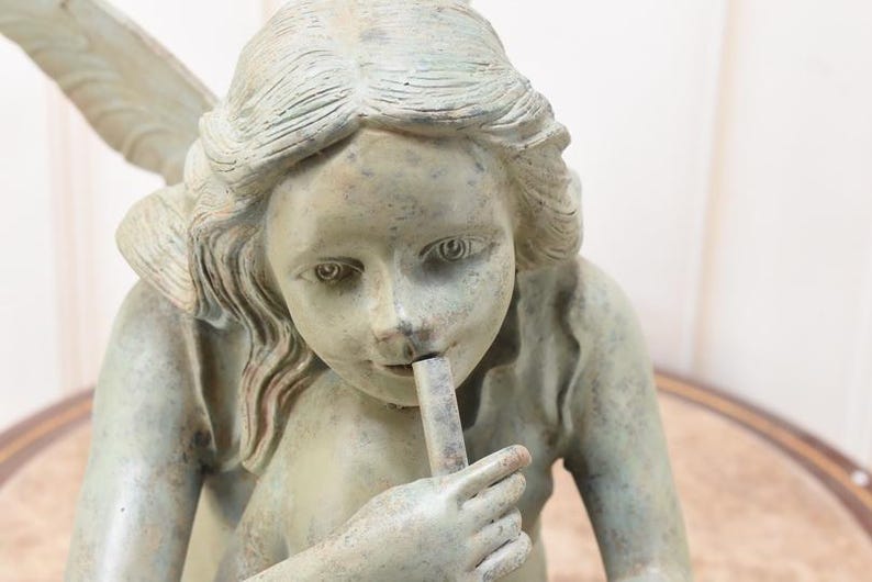 Fada Sentada com Flauta – Escultura Élfica em Bronze – Estatueta ...