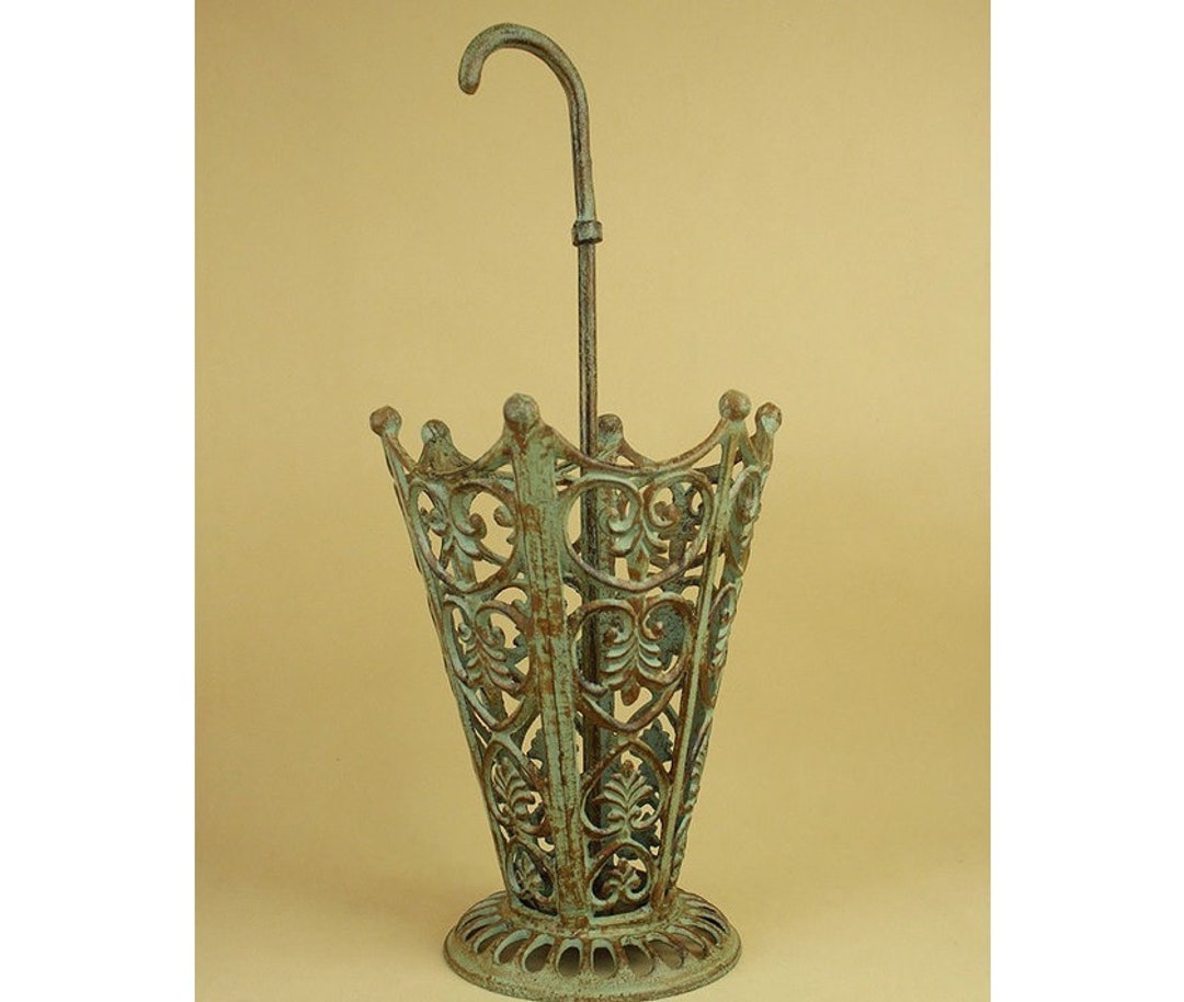 Art Deco Cast Iron Umbrella Stand: Green Rustic Home Decor - Etsy