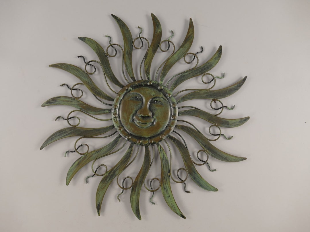 Rustic Metal Sun Face Wall Art - Handmade Sculpture (59cm) - Etsy