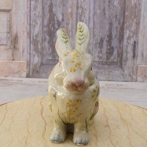 Porcelain Statue Painted Rabbit - Porcelain Sculpture Rabbit - Flowers ...