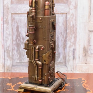 Bronze Steampunk Desk Lamp: Battery Operated Art Decor - Etsy
