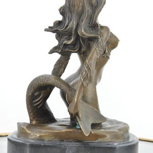 Vintage Bronze Mermaid Sculpture on Marble Base - Nautical Decor - Etsy
