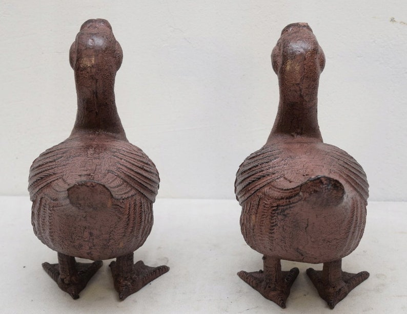 Pair Ducks Cast Iron Sculpture Figurines Realistic Duck - Etsy