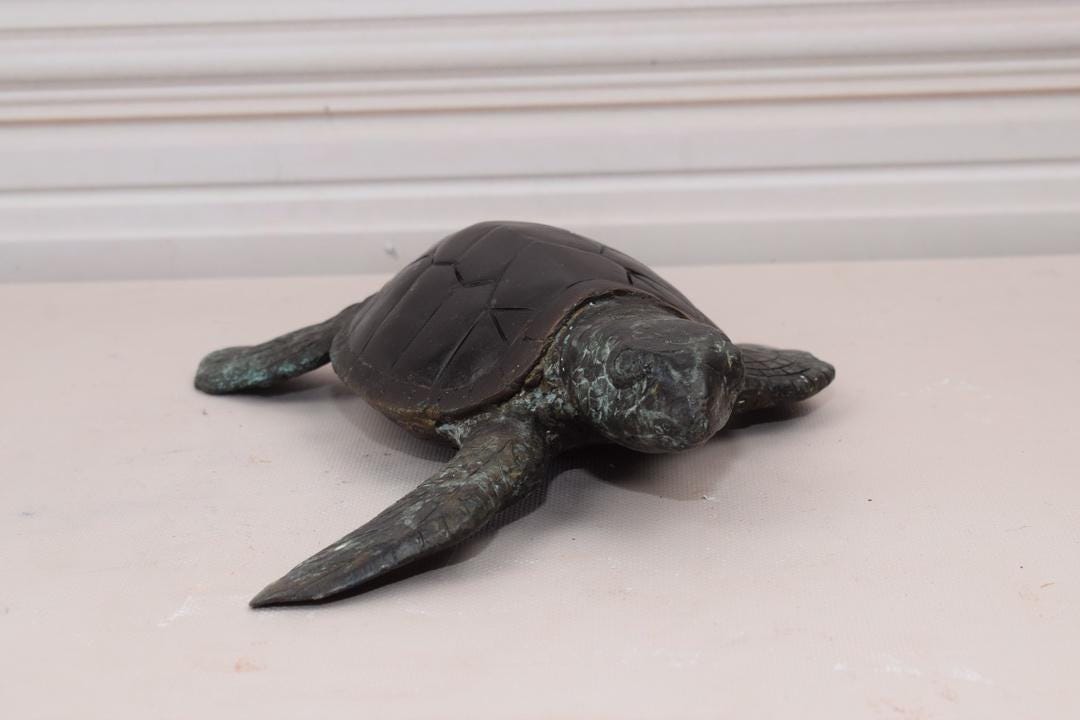 Vintage Turtle Bronze Statue - Turtle Sculpture - Premium Figure ...