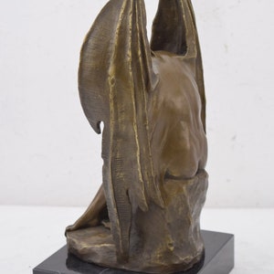 Pensive Devil Satan Winged Lucifer Bronze Sculpture Figure Sculpture ...