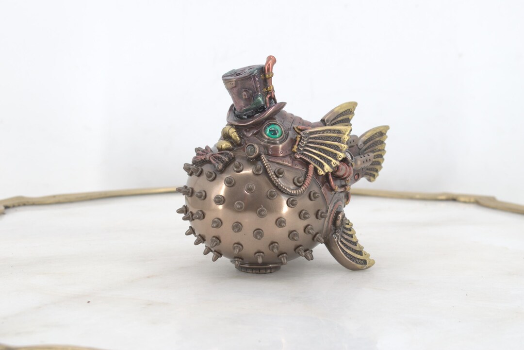 Bronze Steampunk Puffer Fish Figurine - Collectible Metal Art - Etsy
