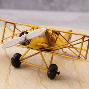 Large Vintage Yellow Airplane - Old Classic Metal Model - Yellow Plane ...
